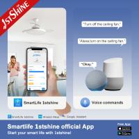 China 42 Inches Smart Retractable Ceiling Fan Light with 6 Speed Remote Control and Ambient Lighting for sale