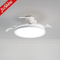 China 42-Inch Retractable Ceiling Fan Light with 6-Speed Remote Control and 3-Color Dimmable LED Light for sale