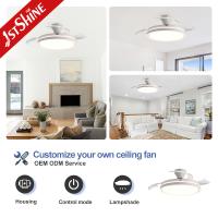 China 42-Inch Retractable Ceiling Fan Light with 6-Speed Remote Control and 3-Color Dimmable LED Light for sale