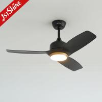 China 42-Inch Matte Black DC Ceiling Fan with Gold Accent LED Light and Remote Control for sale