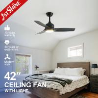 China 42-Inch Matte Black DC Ceiling Fan with Gold Accent LED Light and Remote Control for sale