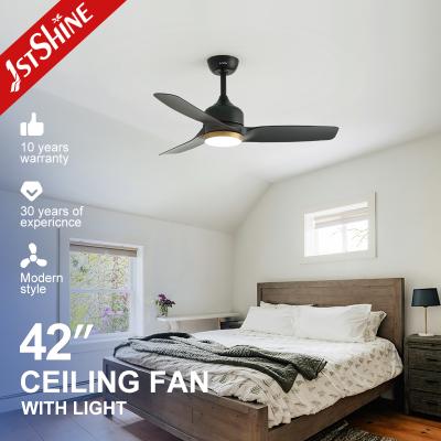 China 42-Inch Matte Black DC Ceiling Fan with Gold Accent LED Light and Remote Control for sale