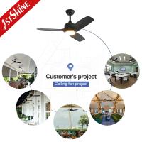 China 42-Inch Matte Black DC Ceiling Fan with Gold Accent LED Light and Remote Control for sale