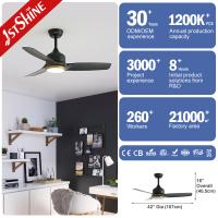 China 42-Inch Matte Black DC Ceiling Fan with Gold Accent LED Light and Remote Control for sale