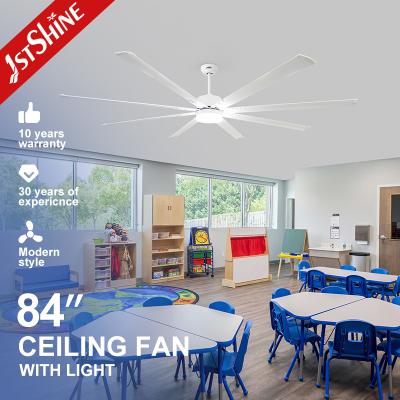 China 84 Inch Large DC Ceiling Fan with LED Light and Remote Control for Living Rooms and Commercial Spaces for sale