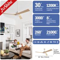 China 52 Inch Solid Wood Ceiling Fan with Premium Wood Blades and 6-Speed Remote Control for sale