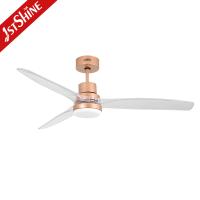 China 52-Inch Rose Gold Finish Dimmable LED Ceiling Fan with Transparent ABS Blades and Remote Control for sale