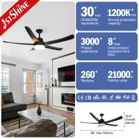 China 56-Inch Modern Black Plastic Ceiling Fan with LED Light and DC Motor for sale