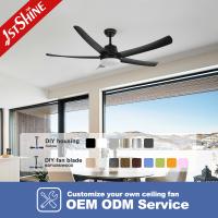 China 56-Inch Modern Black Plastic Ceiling Fan with LED Light and DC Motor for sale
