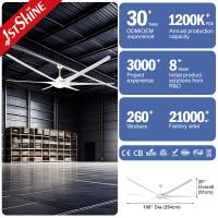 China 100-Inch Large Plastic Ceiling Fan Light with DC Motor and Remote Control for Open Spaces for sale