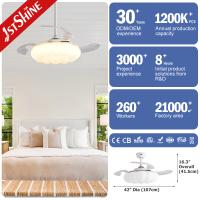China 42 Inch Retractable Ceiling Fan Light with Dimmable LED Light and Silent DC Motor for sale