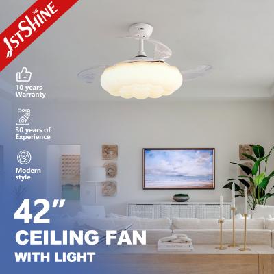 China 42 Inch Retractable Ceiling Fan Light with Dimmable LED Light and Silent DC Motor for sale