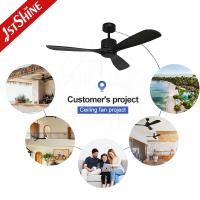 China 52 Inches Black Solid Wood Blades Ceiling Fan with Quiet DC Motor and Remote Control for sale