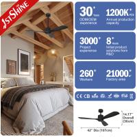 China 52 Inches Black Solid Wood Blades Ceiling Fan with Quiet DC Motor and Remote Control for sale