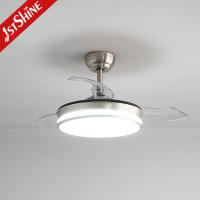 China 36 Inches Retractable Ceiling Fan with Dimmable Light and Foldable Blades for Bedroom or Office for sale