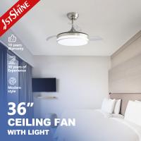China 36 Inches Retractable Ceiling Fan with Dimmable Light and Foldable Blades for Bedroom or Office for sale