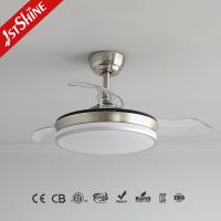 China 36 Inches Retractable Ceiling Fan with Dimmable Light and Foldable Blades for Bedroom or Office for sale