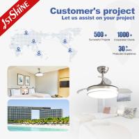 China 36 Inches Retractable Ceiling Fan with Dimmable Light and Foldable Blades for Bedroom or Office for sale