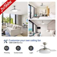 China 36 Inches Retractable Ceiling Fan with Dimmable Light and Foldable Blades for Bedroom or Office for sale