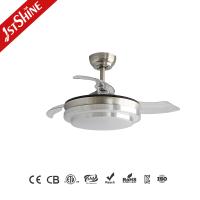 China 36 Inches Sand Nickel Retractable Ceiling Fan With LED Light And DC Motor For Bedroom for sale