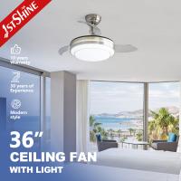 China 36 Inches Sand Nickel Retractable Ceiling Fan With LED Light And DC Motor For Bedroom for sale
