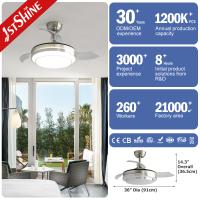 China 36 Inches Sand Nickel Retractable Ceiling Fan With LED Light And DC Motor For Bedroom for sale