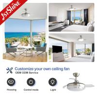 China 36 Inches Sand Nickel Retractable Ceiling Fan With LED Light And DC Motor For Bedroom for sale