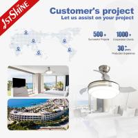 China 36 Inches Sand Nickel Retractable Ceiling Fan With LED Light And DC Motor For Bedroom for sale