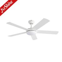 China 52 Inches Smart 5 Plywood Blades White Modern Ceiling Fan with LED Light and DC Motor for sale