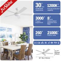 China 52 Inches Smart 5 Plywood Blades White Modern Ceiling Fan with LED Light and DC Motor for sale