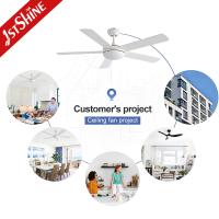China 52 Inches Smart 5 Plywood Blades White Modern Ceiling Fan with LED Light and DC Motor for sale