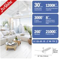 China 52 Inch Modern White Plastic Ceiling Fan with ABS Blades and Quiet DC Motor Integrated LED Light for sale