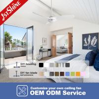 China 52 Inch Modern White Plastic Ceiling Fan with ABS Blades and Quiet DC Motor Integrated LED Light for sale