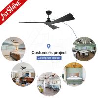 China Lower Noise Sleek Black Plastic Ceiling Fan with Dark Wood Grain Blades and Remote Control for sale