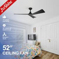 China Lower Noise Sleek Black Plastic Ceiling Fan with Dark Wood Grain Blades and Remote Control for sale
