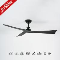 China Lower Noise Sleek Black Plastic Ceiling Fan with Dark Wood Grain Blades and Remote Control for sale