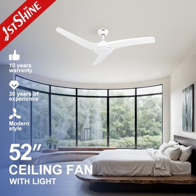 China 52 Inches Remote Control Plastic Ceiling Fan with 6 Speeds and Noiseless DC Motor Dimmable LED Light for sale
