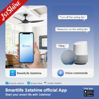 China 52 Inches White ABS Blade Remote Smart APP Control Ceiling Fan with Lower Noise and Energy Saving for sale