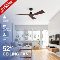 China Lower Noise 52 Inch Ceiling Fan with Dark Wood Grain Blades and 6 Speeds Remote Control for sale