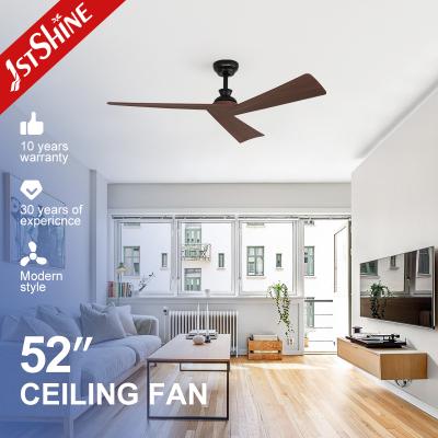 China Lower Noise 52 Inch Ceiling Fan with Dark Wood Grain Blades and 6 Speeds Remote Control for sale