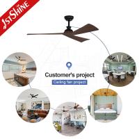 China Lower Noise 52 Inch Ceiling Fan with Dark Wood Grain Blades and 6 Speeds Remote Control for sale