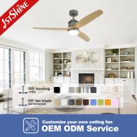 China 52 Inch DC Motor Ceiling Fan with Solid Wood Blades and LED Light for sale