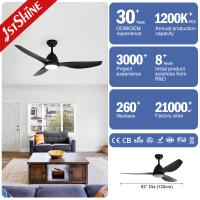 China 52 Inches Matte Black Modern Ceiling Fan with LED Light and Silent DC Motor for sale