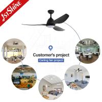 China 52 Inches Matte Black Modern Ceiling Fan with LED Light and Silent DC Motor for sale