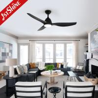 China 52 Inches Matte Black Modern Ceiling Fan with LED Light and Silent DC Motor for sale