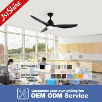 China 52 Inches Matte Black Modern Ceiling Fan with LED Light and Silent DC Motor for sale