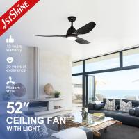 China 52 Inch Modern Black Ceiling Fan with LED Light and Silent DC Motor for sale