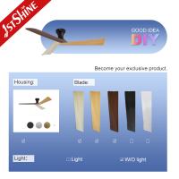 China 52 Inches Flush Mount Ceiling Fan with Silent DC Motor and Wood-Tone ABS Blades for sale