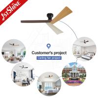 China 52 Inches Flush Mount Ceiling Fan with Silent DC Motor and Wood-Tone ABS Blades for sale
