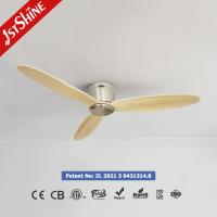China 220V Flush Mount Ceiling Fan With Solid Wood Blades and 6 Speed Remote Control for sale